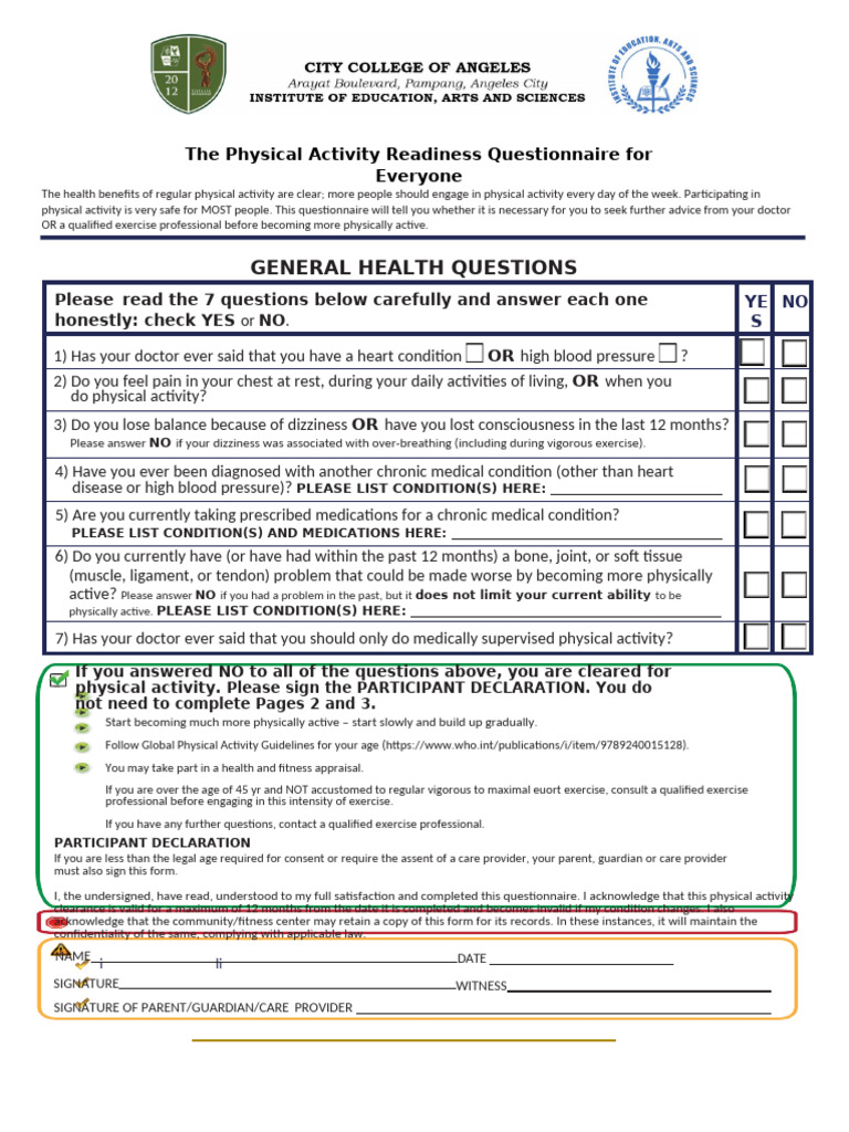 ParQ Plus Jan 2021 Fillable | PDF