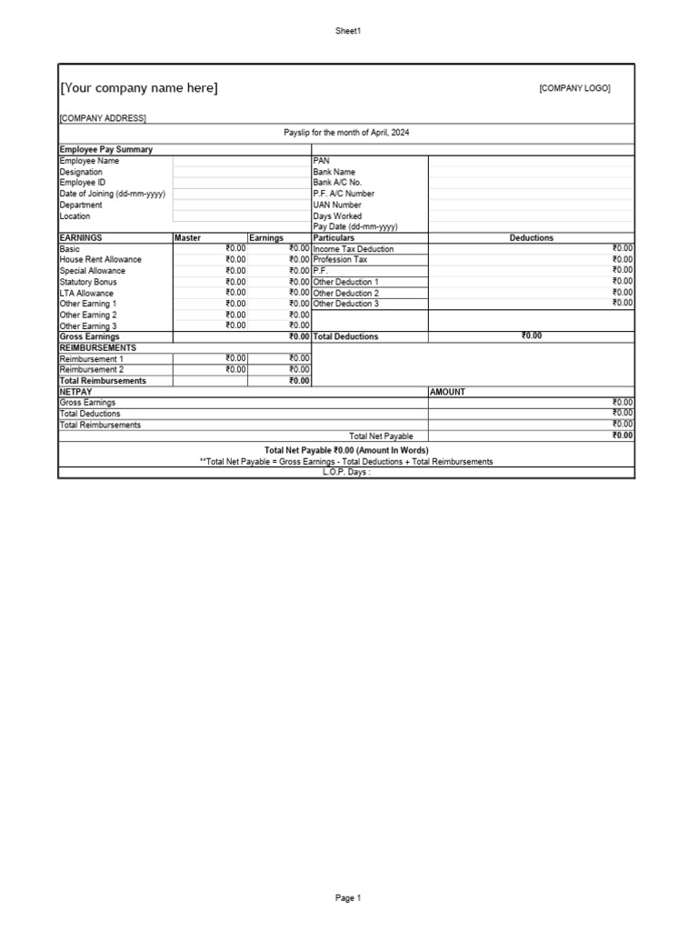 Salary Slip Format in PDF | PDF