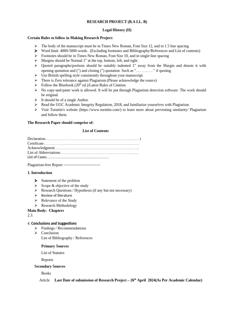 Rules For Research Project | PDF