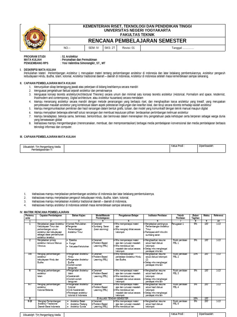 RPS Mata Kuliah Perkembangan 1 | PDF