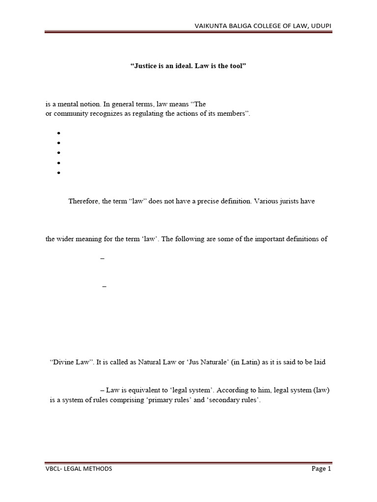 Divisions of The Law Notes - Unit III | PDF