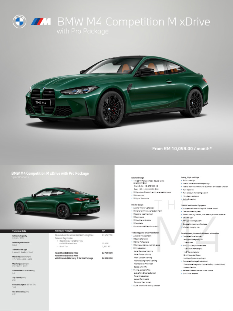 BMW m4 Competition M Xdrive Specification PM | PDF