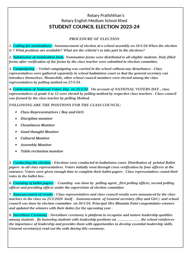 School Council Report 1000 | PDF | Elections | Parliamentary Procedure