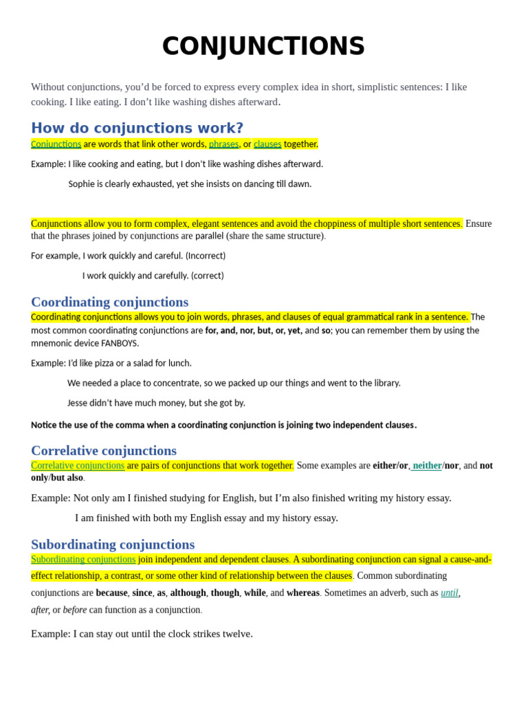 CONJUNCTIONS | PDF