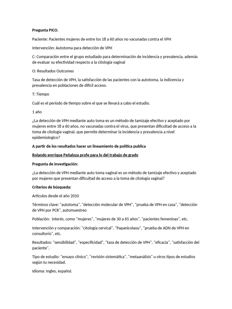 Pregunta PICOT | PDF | Ciencia y matemáticas