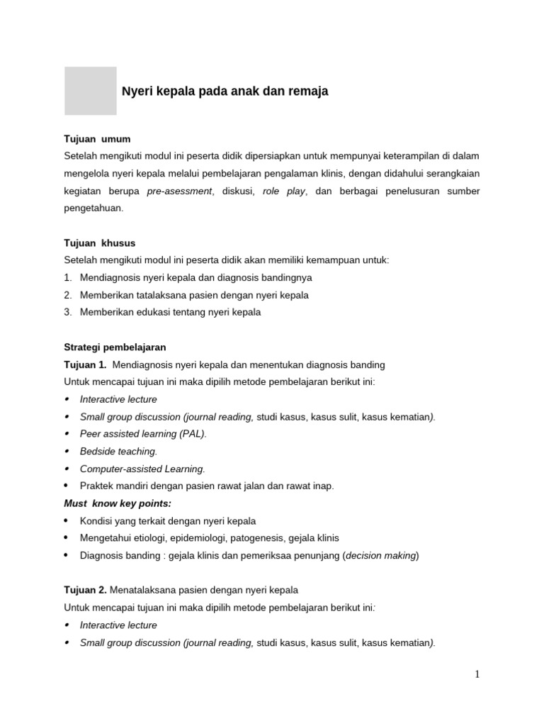 Modul Nyeri Kepala | PDF