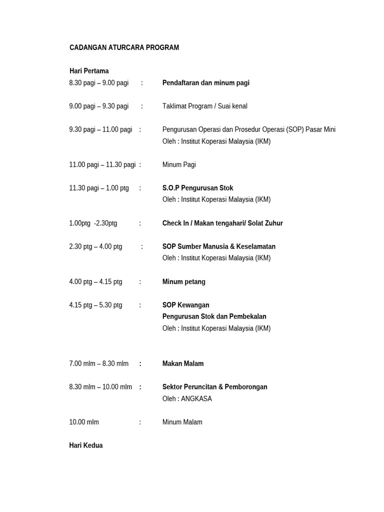 Cadangan Aturcara Program | PDF