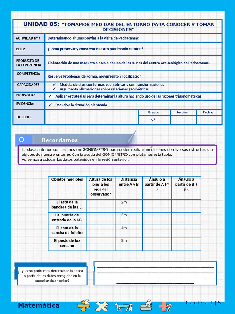 Act 4 Mat 5° Sem 4 Unid 05 | PDF
