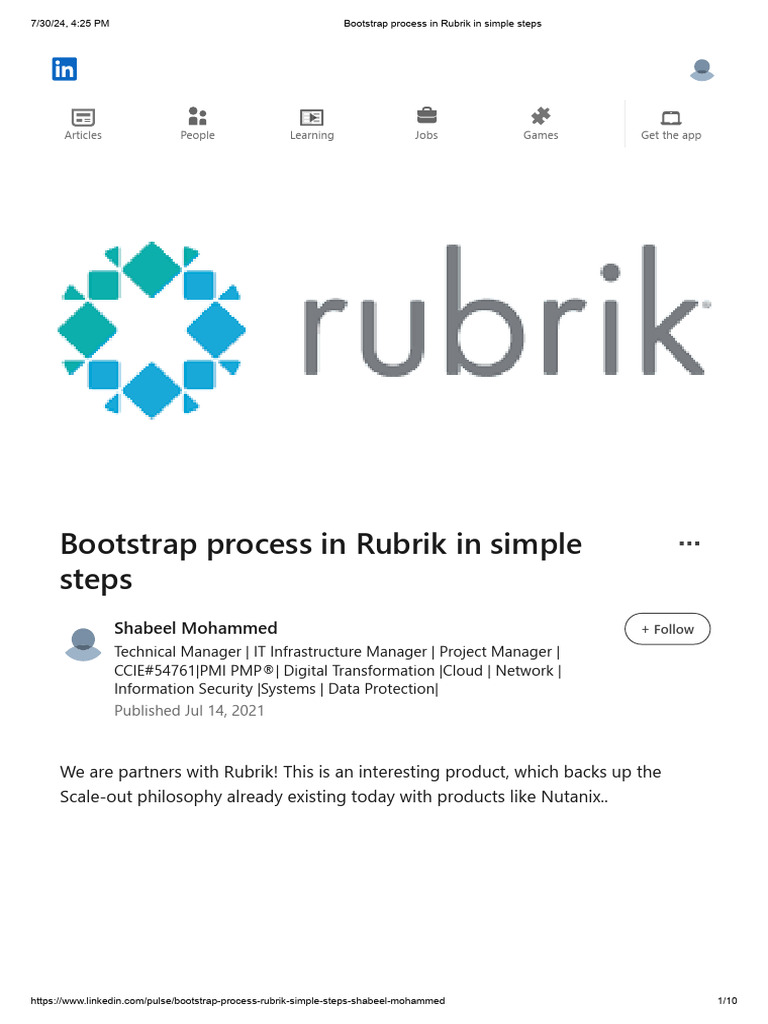 Bootstrap Process in Rubrik in Simple Steps | PDF