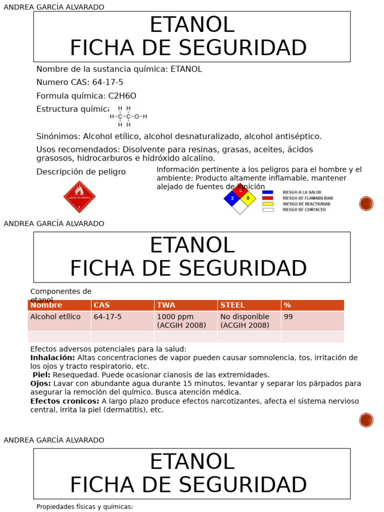Etanol .-Ficha de Seguridad | PDF