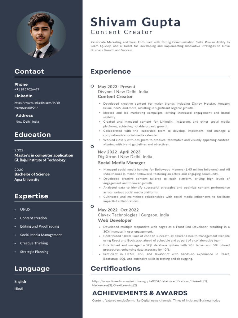Shivam Gupta Content Creator | PDF