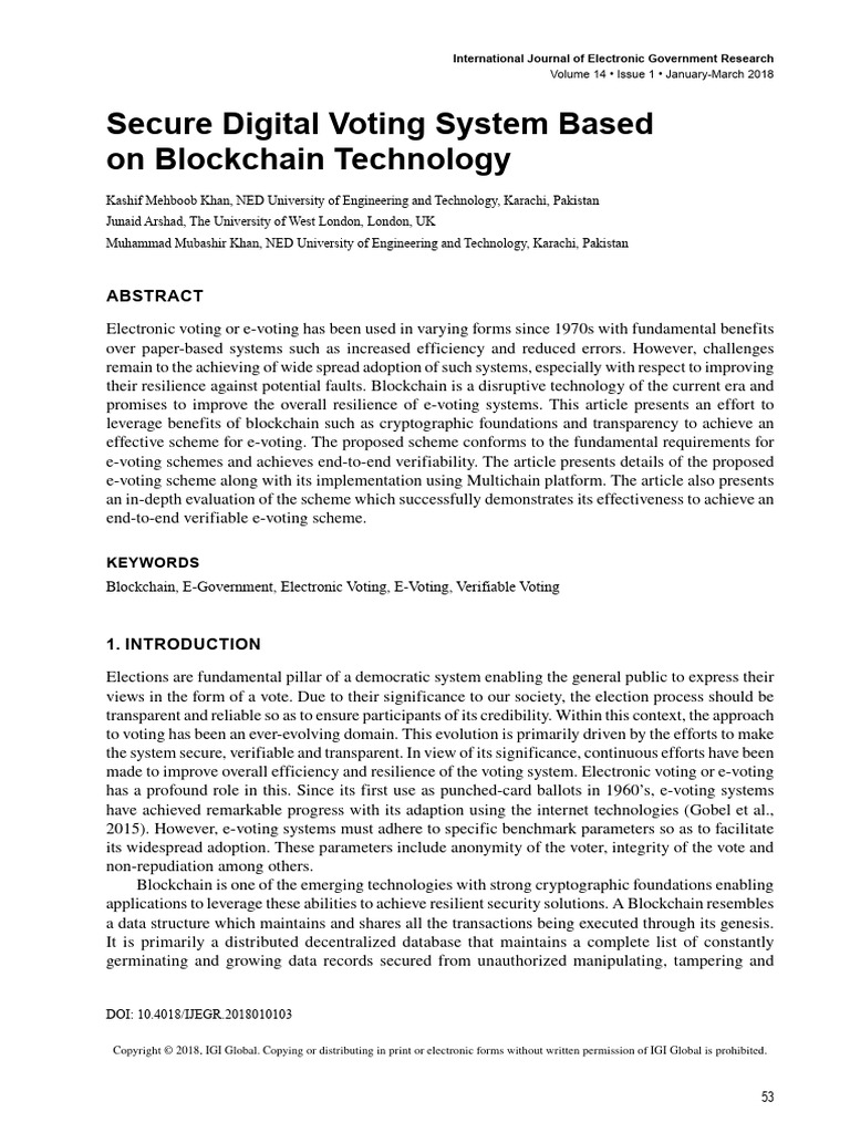Secure Digital Voting System With Blockchain | PDF