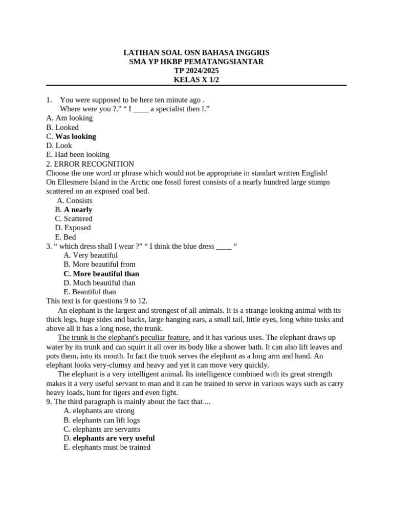 Latihan Soal Osn Bahasa Inggris | PDF