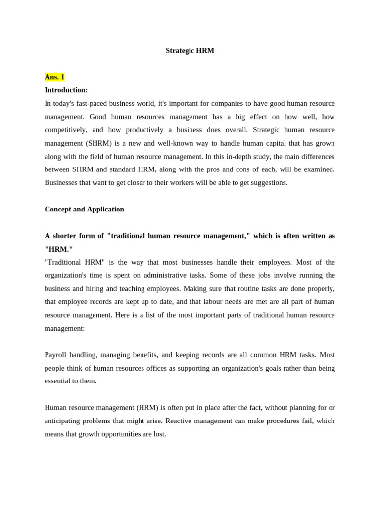 Strategic HRM Assignment | PDF
