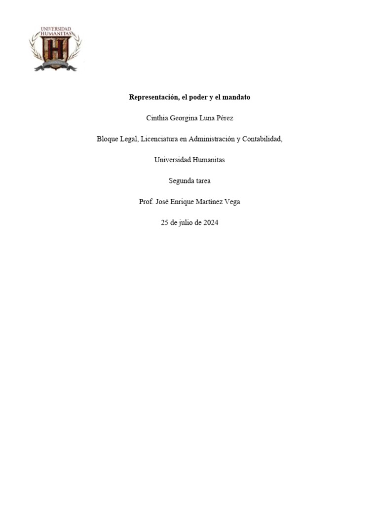Representación, El Poder y El Mandato | PDF