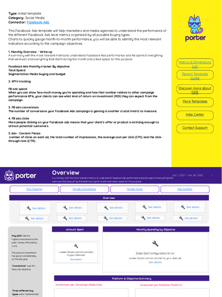 Facebook Ads - Instagram Ads - Porter Metrics Initial Template | PDF