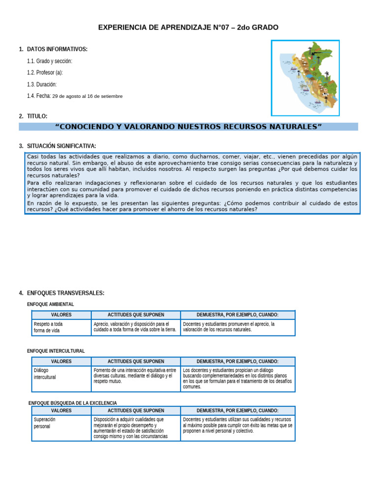 2° Grado - Experiencia de Aprendizaje N°07 | PDF