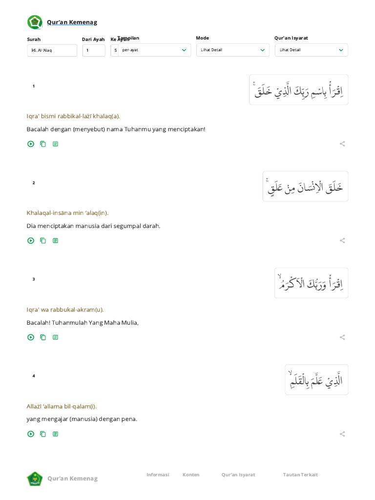 Surah Al-Alaq (96) Ayat 1-5 | PDF