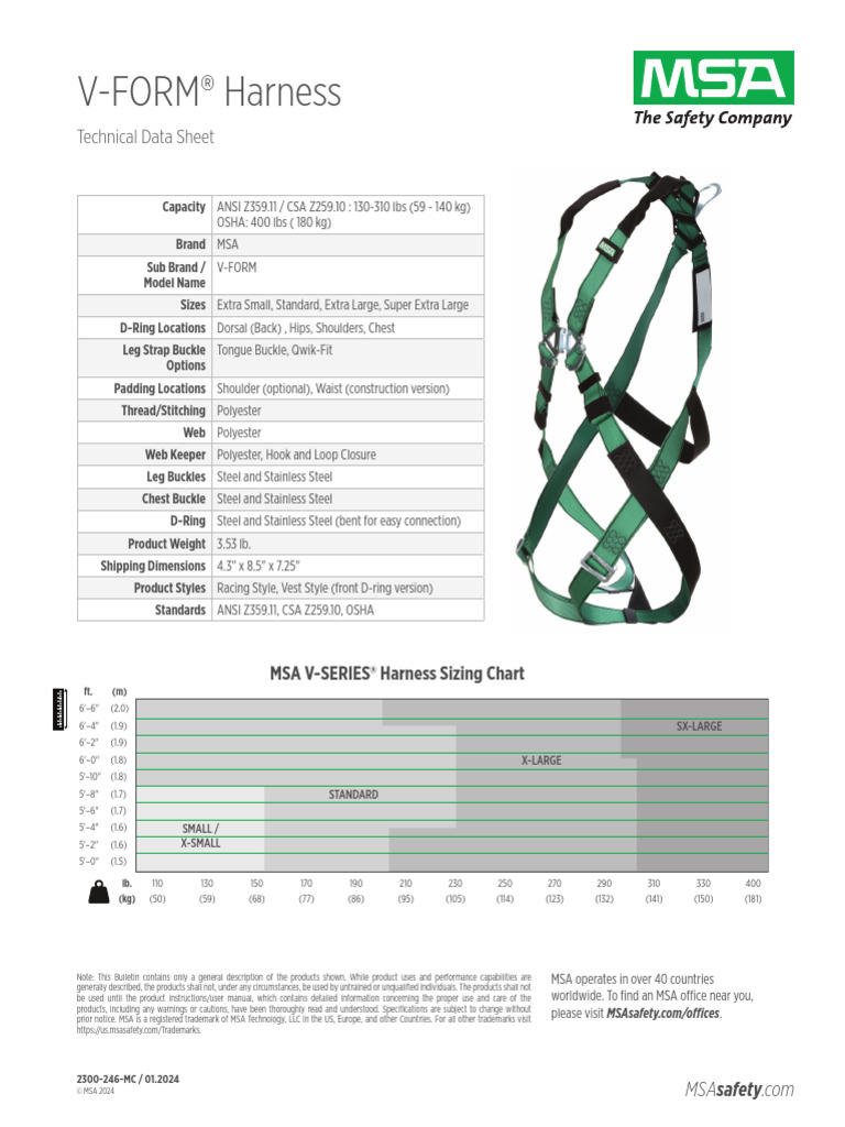 MSA - Safety Harness V-Form | PDF