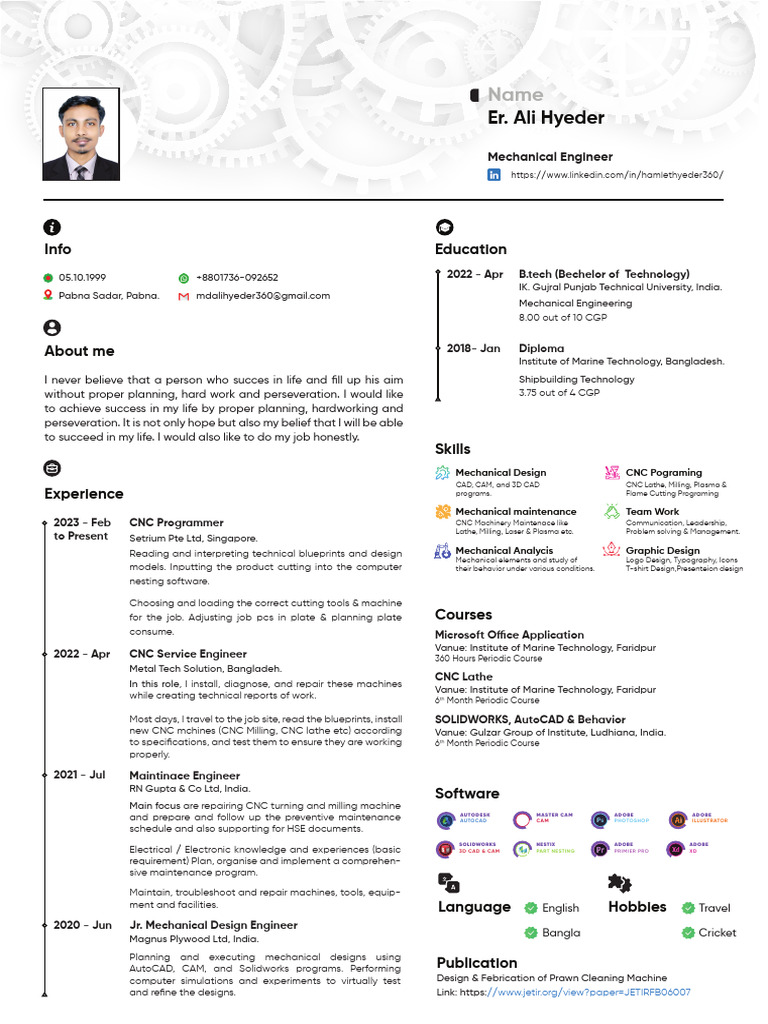 Er Ali Hyeder CV | PDF