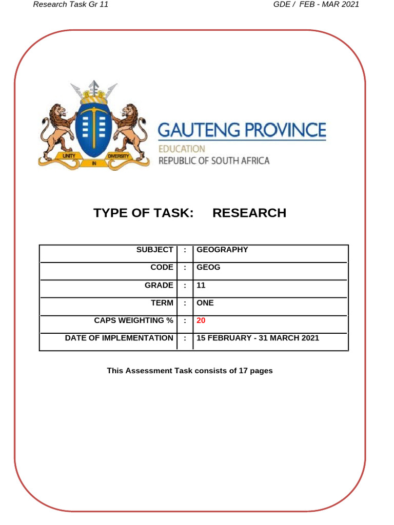 Grade 11 Geography Research 2021 Edited | PDF