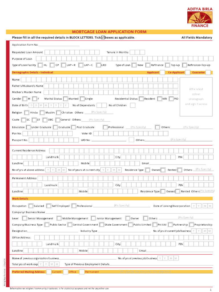 ABFL Mortgage Loan Application Guide | PDF | Interest | Credit