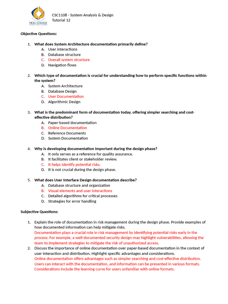 Tutorial 12 Answers | PDF
