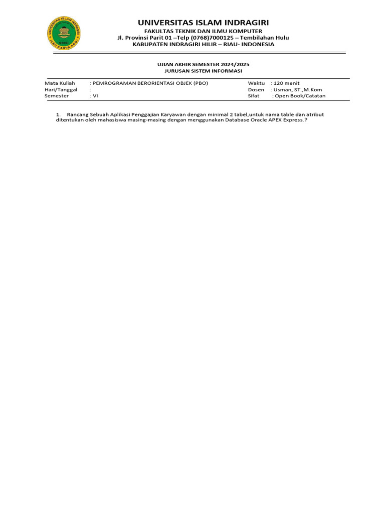 UAS PBO: Tugas Aplikasi Penggajian | PDF