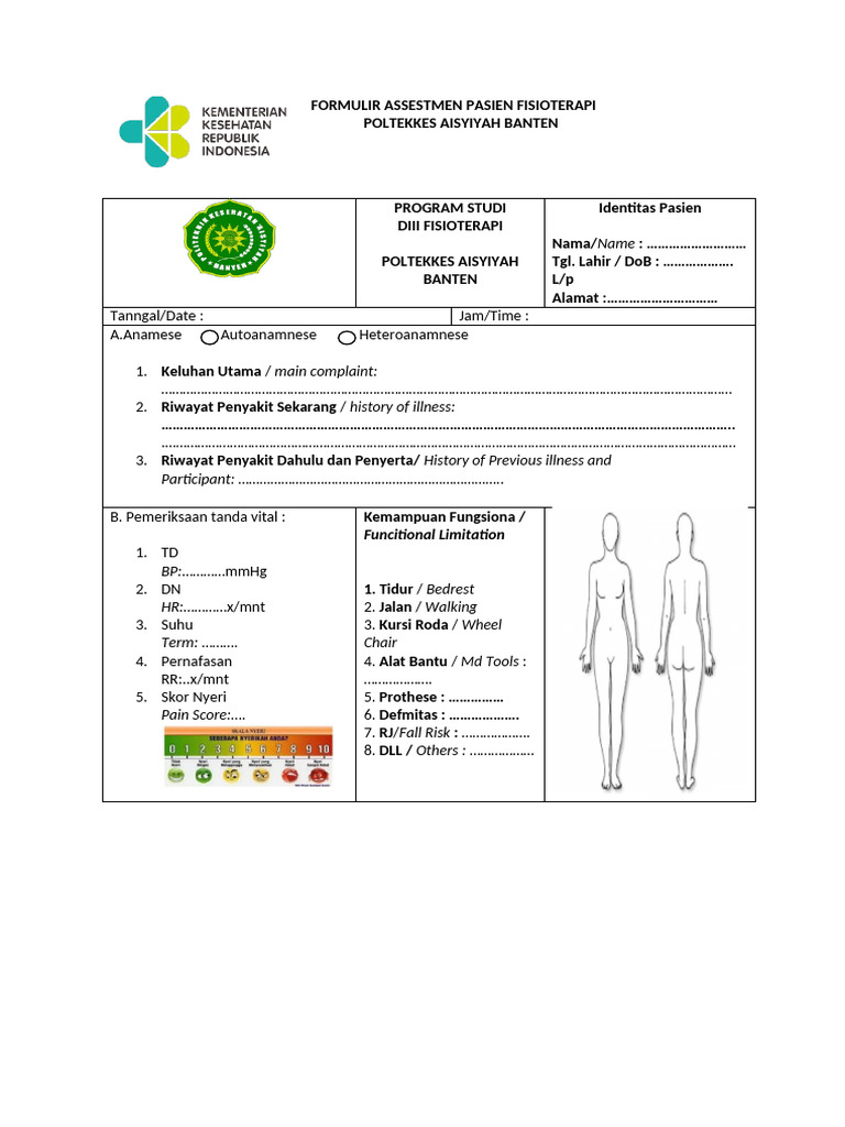 Formulir Assestmen Pasien Fisioterapi | PDF