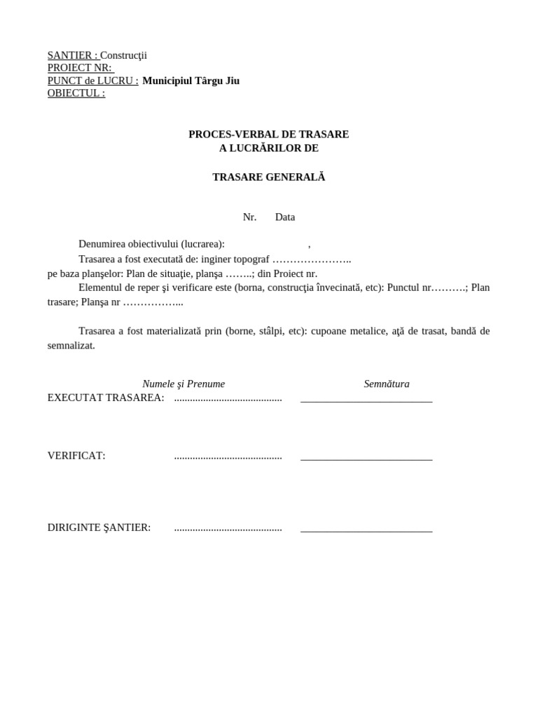 Proces Verbal de Trasare | PDF