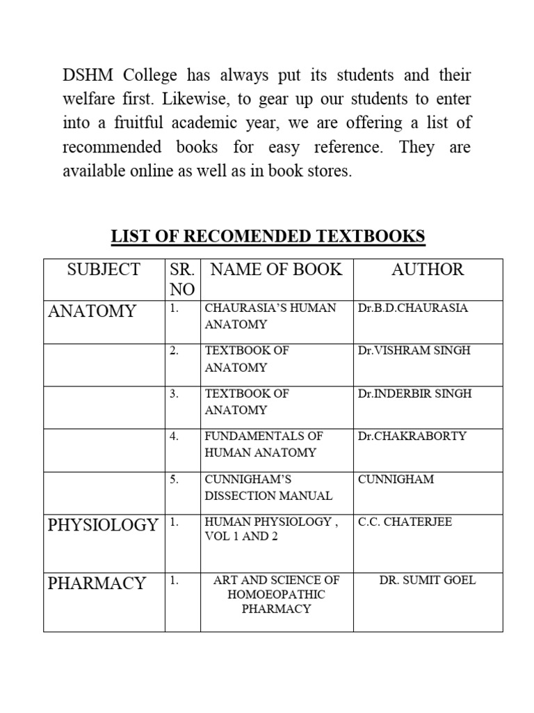 List of Textbooks | PDF