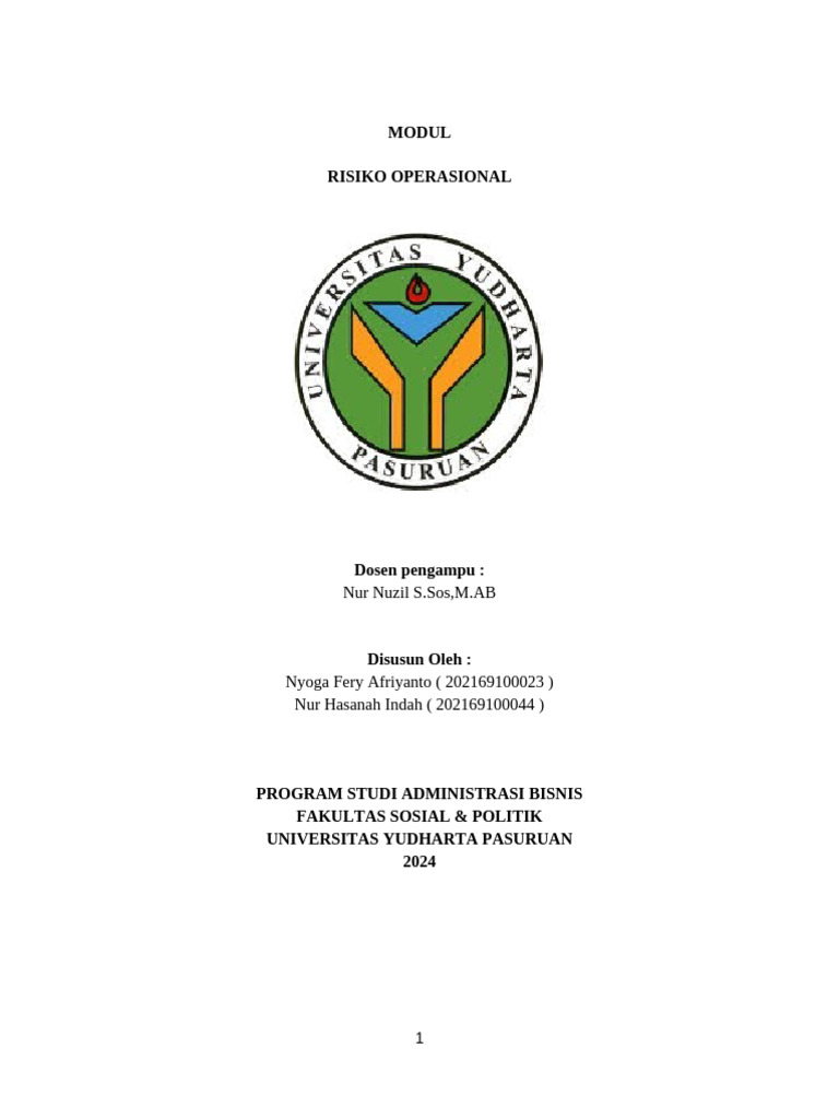 Modul Manajemen Resiko Operasional Kel. 10 | PDF