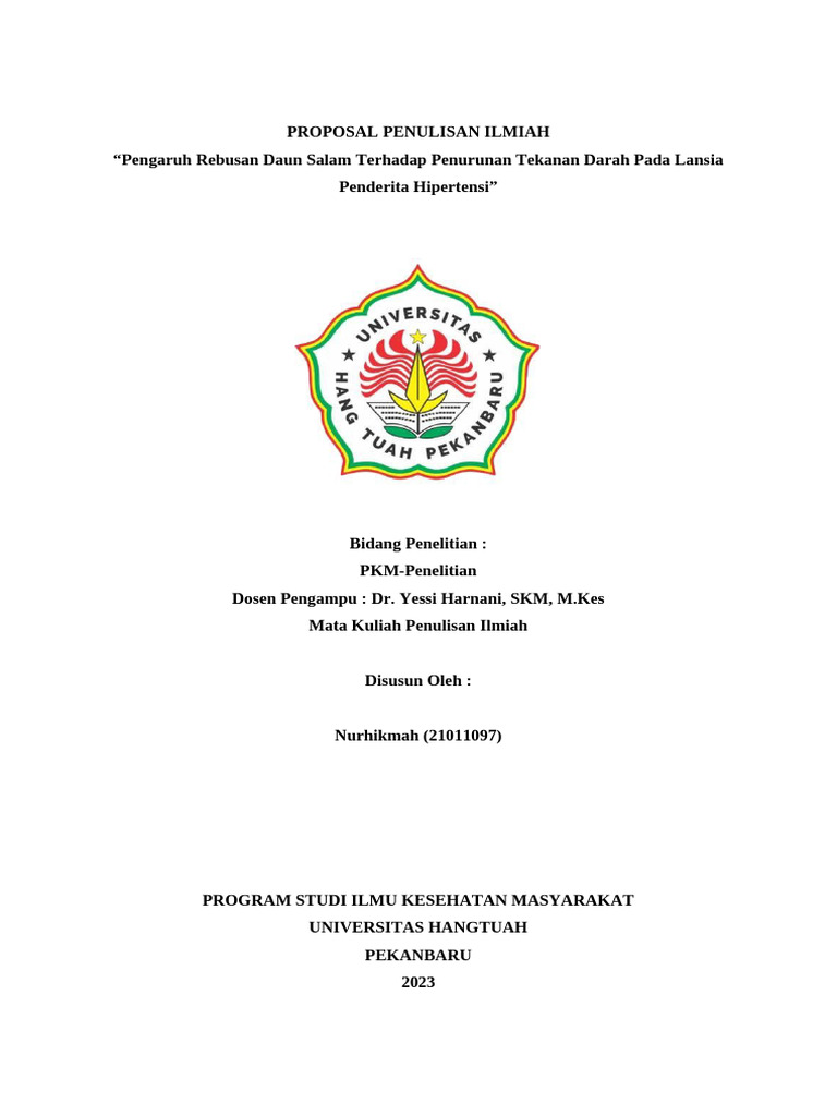 Proposal PKM-P - Nurhikmah (21011097) | PDF