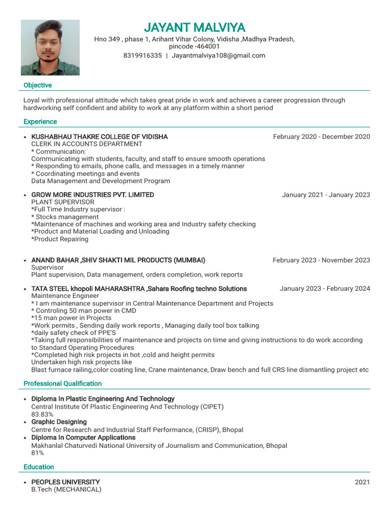 Jayant Malviya. CV | PDF