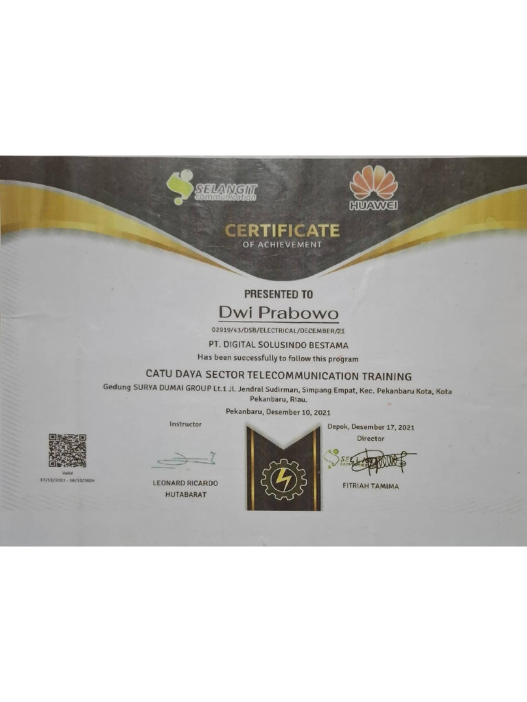 Sertifikat Electrical (p1) | PDF