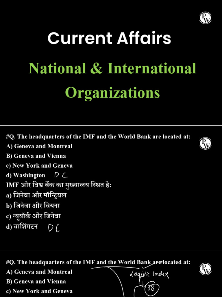 18 Current Affairs National & International Organizations Eng | PDF