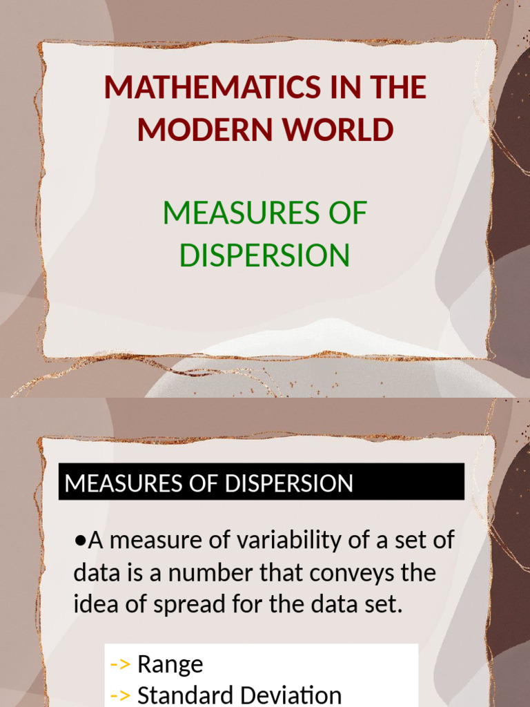 Mathematics in The Modern World: Measures of Dispersion | PDF