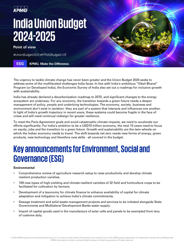 KPMG India Union Budget | PDF