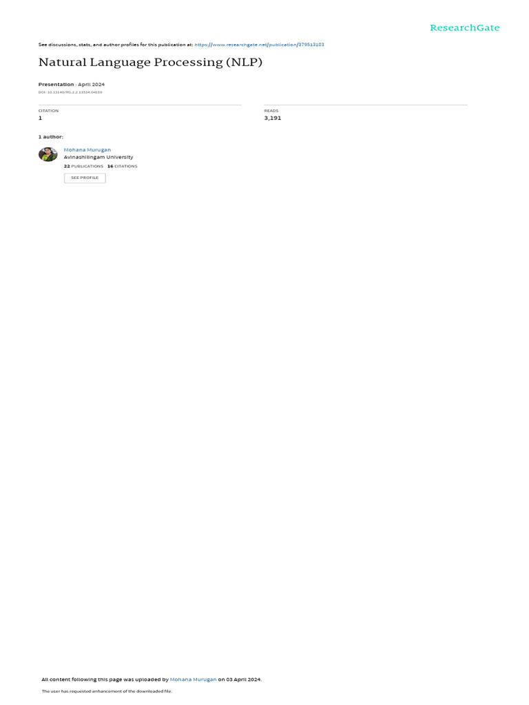 Natural Language Processing | PDF