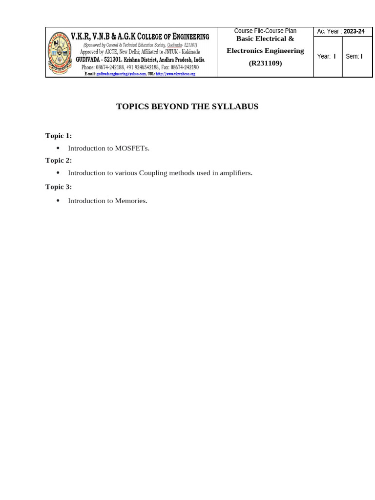 Topics Beyond Syllabus | PDF