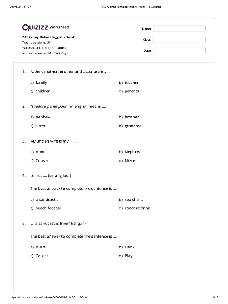 Les Pak Koko - Pas Bahasa Inggris | PDF