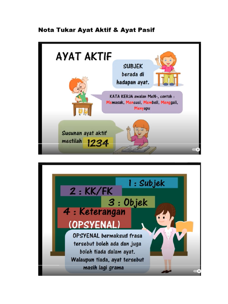 Nota Tukar Ayat Aktif-Pasif (19.8.2024) | PDF