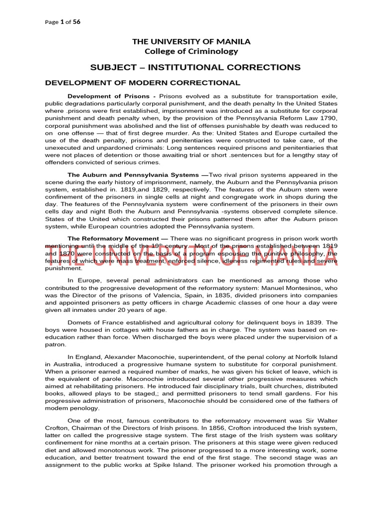 Institutional Corrections | PDF