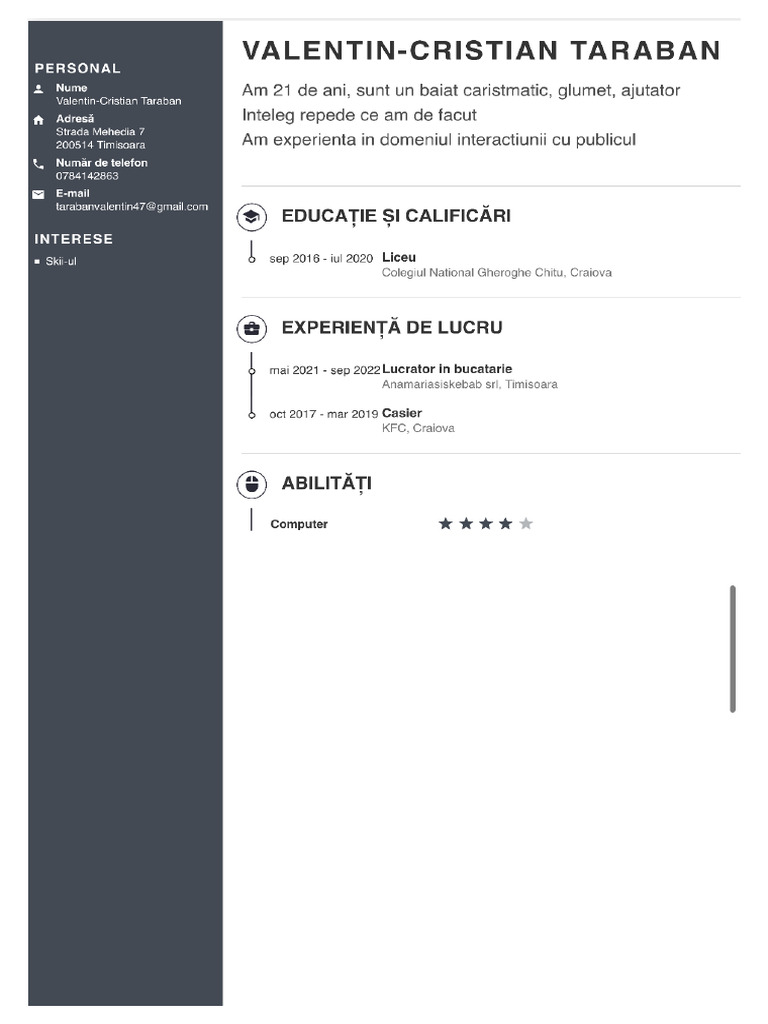 CV Taraban Valentin | PDF