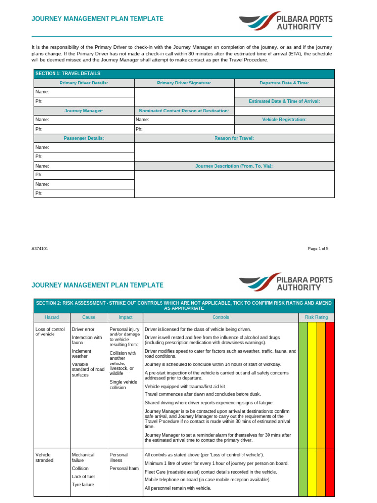 Journey Management Plan Template | PDF