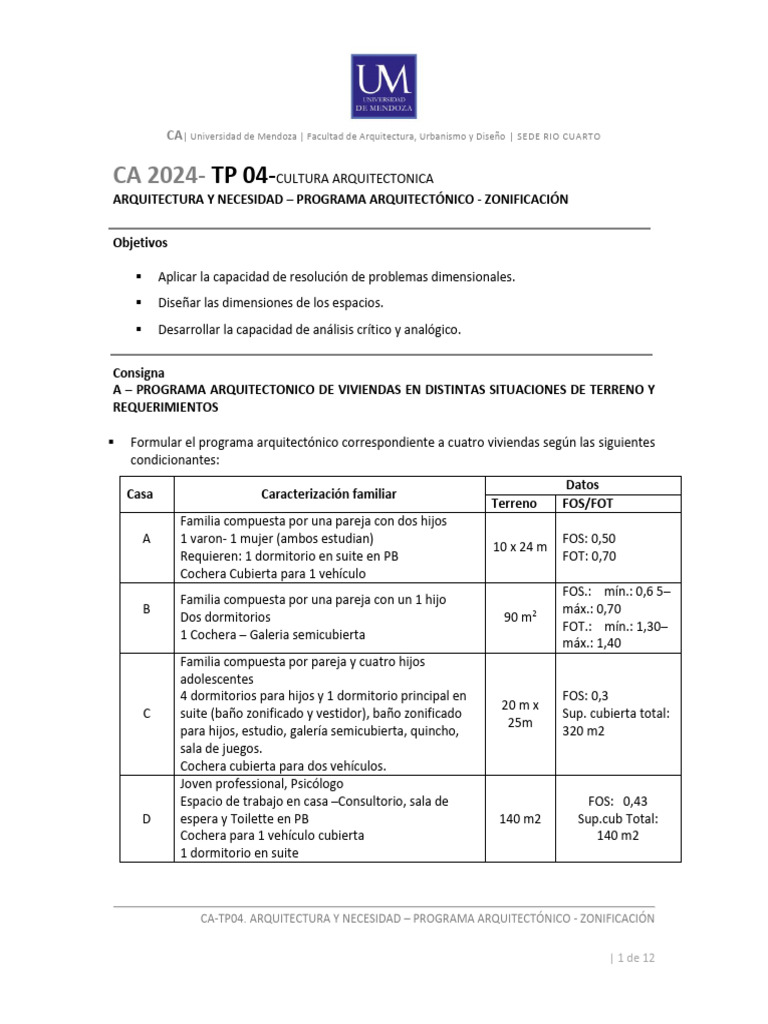 Tp04-Programa Arquitectonico-2024 | PDF