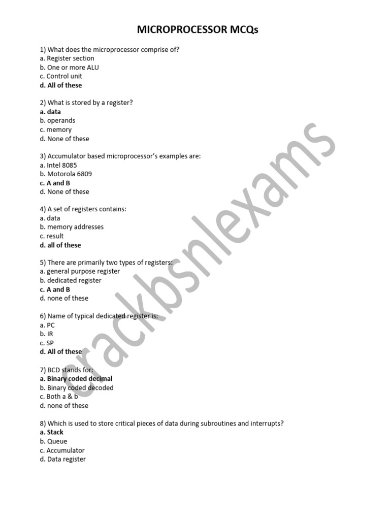 BSNL Je Microprocessor mcqs2 | PDF