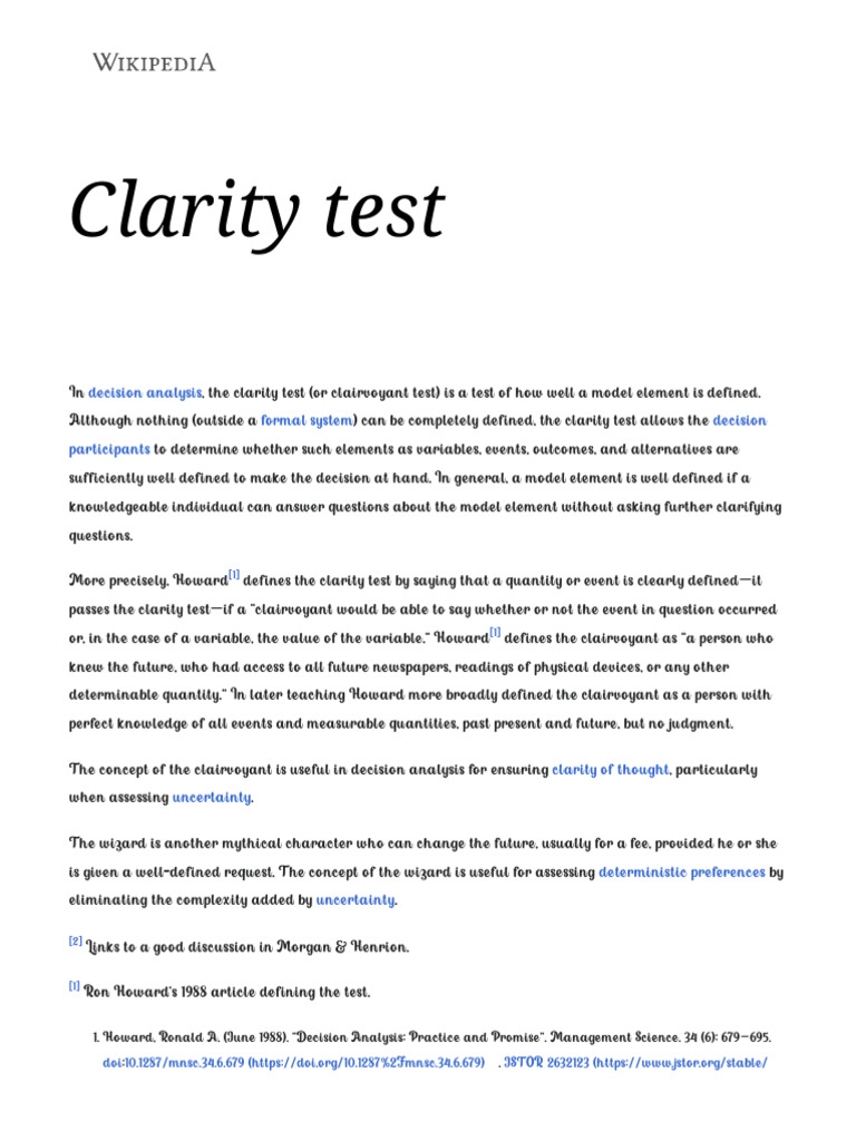 Clarity Test - Wikipedia | PDF
