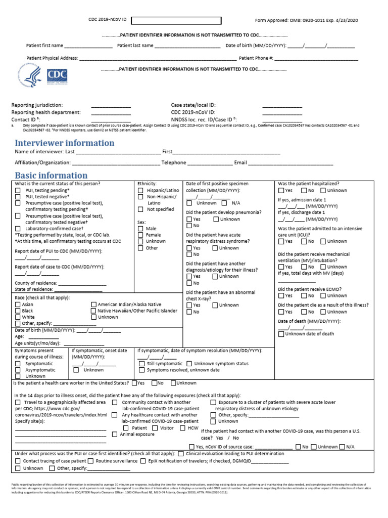 CDC PUI Report Form | PDF