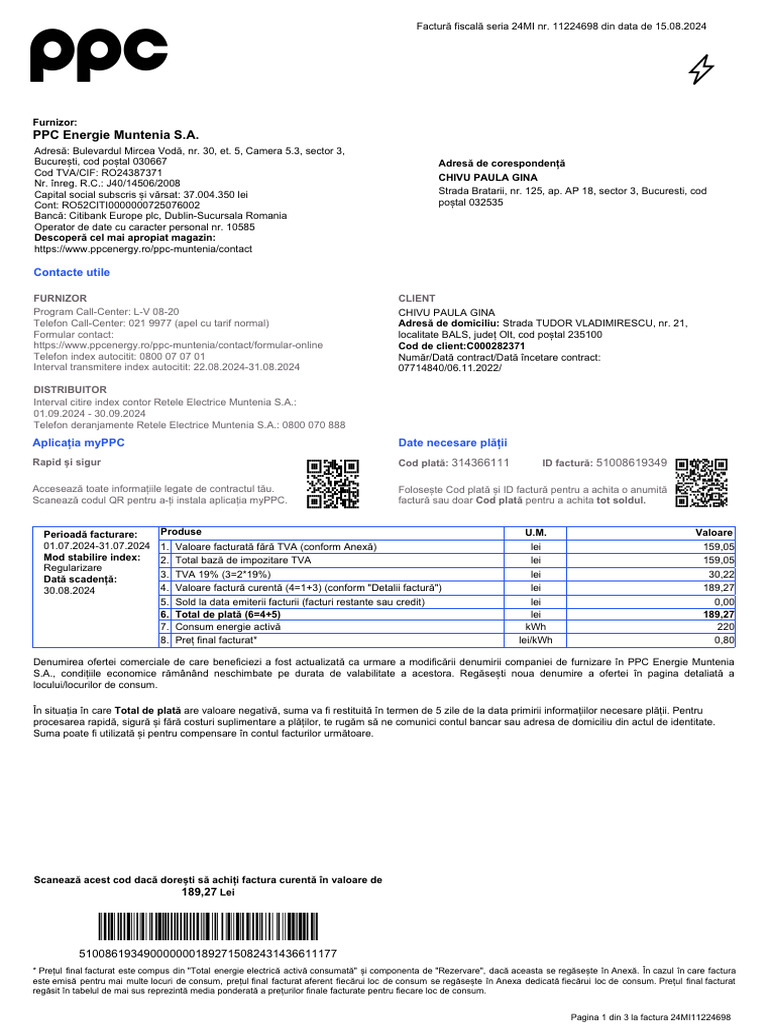 PPC Energie Muntenia S.A.: Contacte Utile | PDF